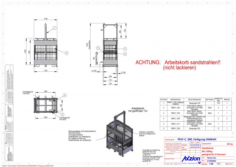 Special access cradles and access safety platforms | UNIMAN Engliš s.r.o.