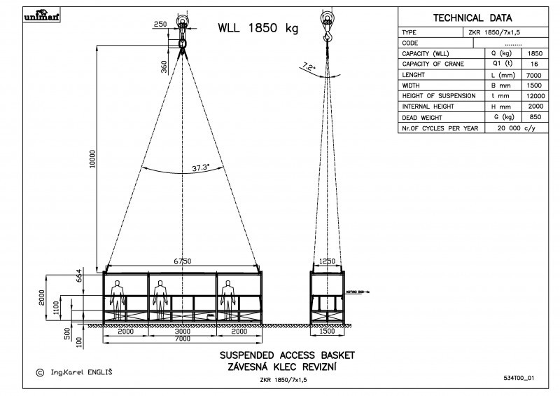 Special access cradles and access safety platforms | UNIMAN Engliš s.r.o.