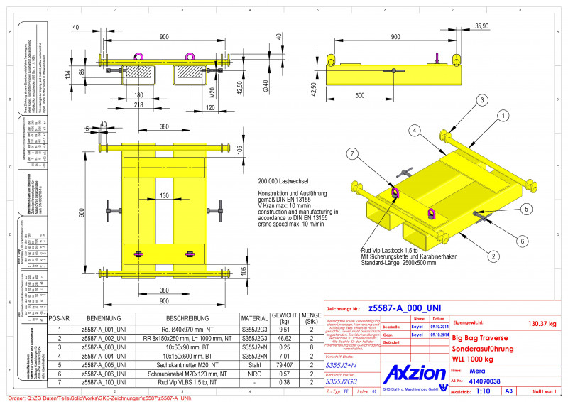 LIFTING BEAMS - BIG-BAG TRAVERSE | UNIMAN Engliš s.r.o.