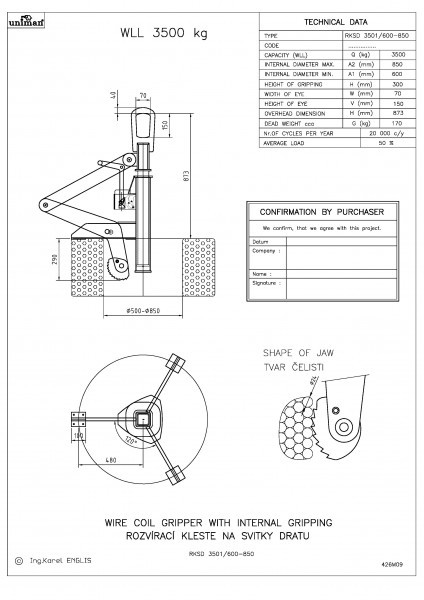 COIL GRIPPER WITH INTERNAL GRIPPING | UNIMAN Engliš s.r.o.